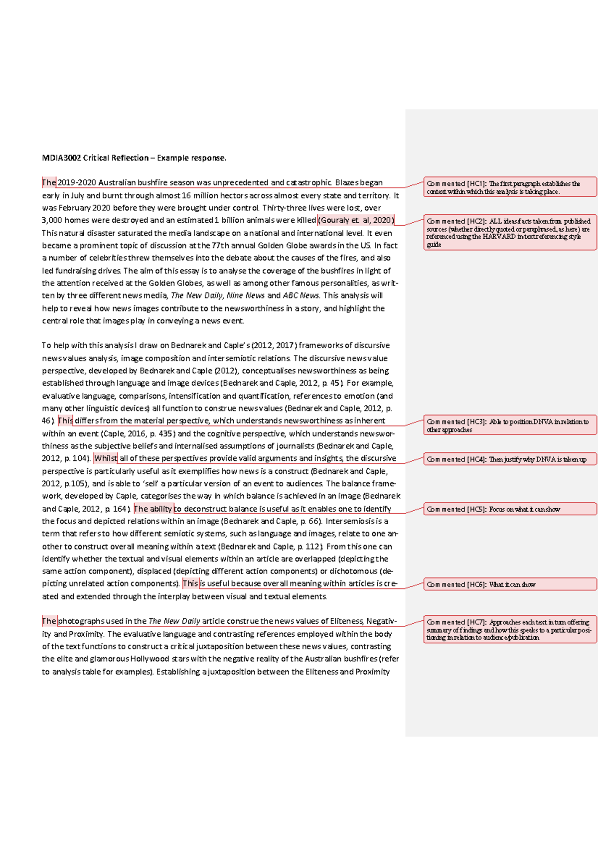 2023 model response assignment 1 - MDIA3002 Critical Reflection ...