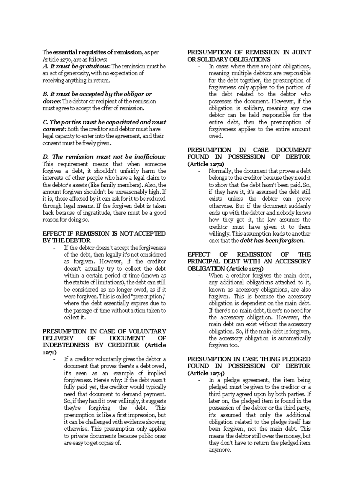 Remission and Merger - The essential requisites of remission, as per ...