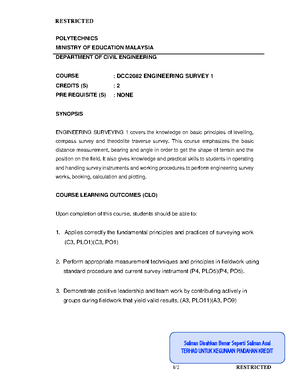 Practical 1 - REPORT - CIVIL ENGINEERING DEPARTMENT DCC20063 ...