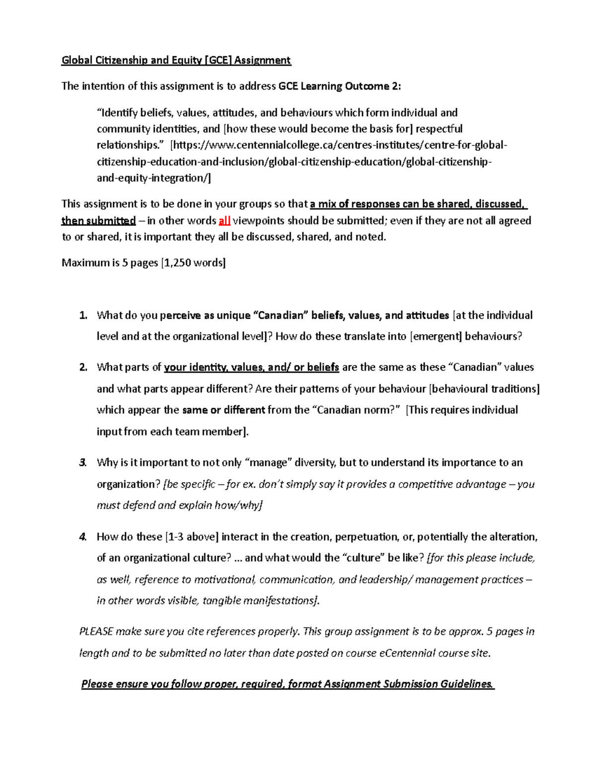 GCE 2023 - practise - Global Citizenship and Equity [GCE] Assignment ...