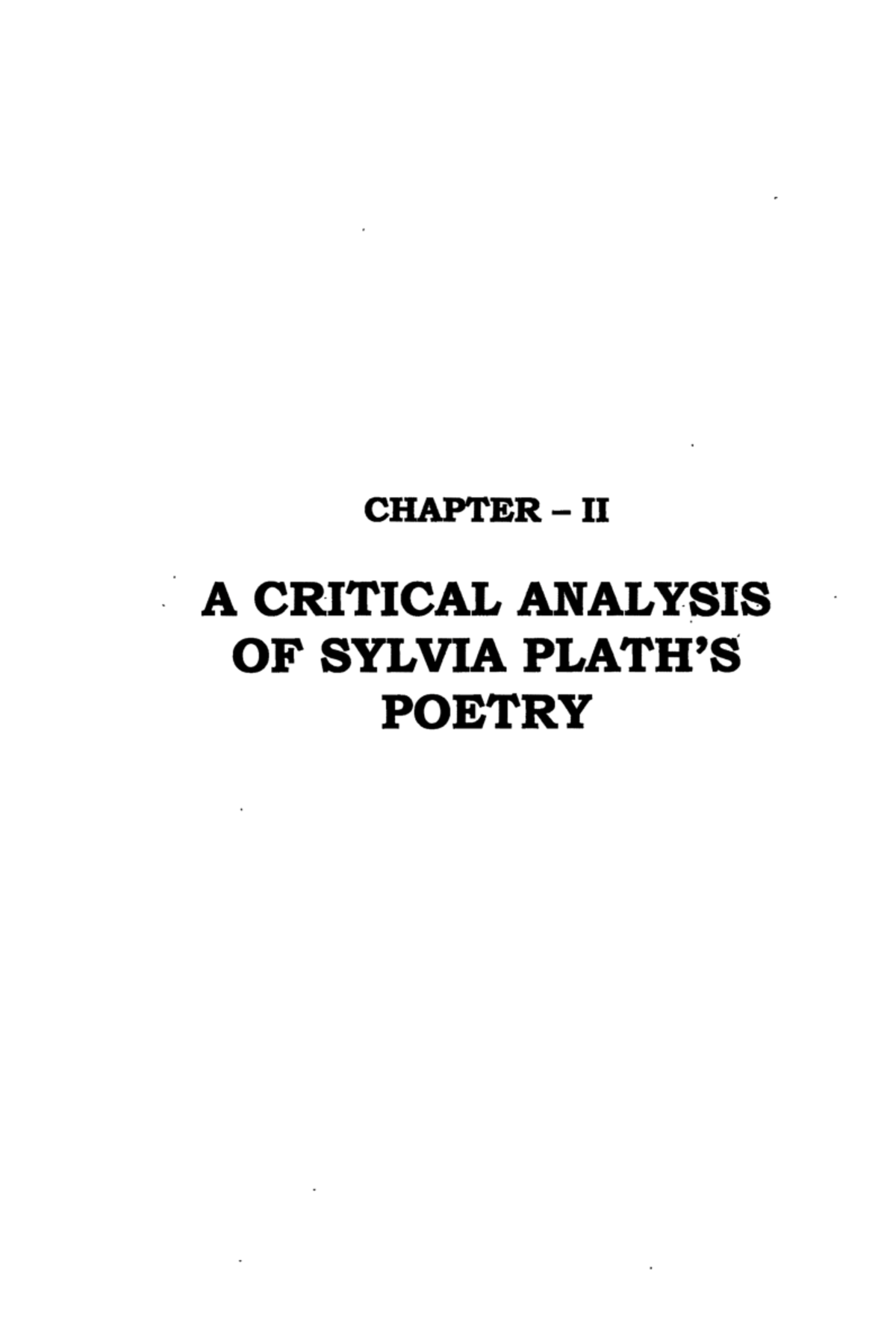 Critical Analysis of Sylvia Plath Poetry - CHAPTER-H A CRITICAL ...