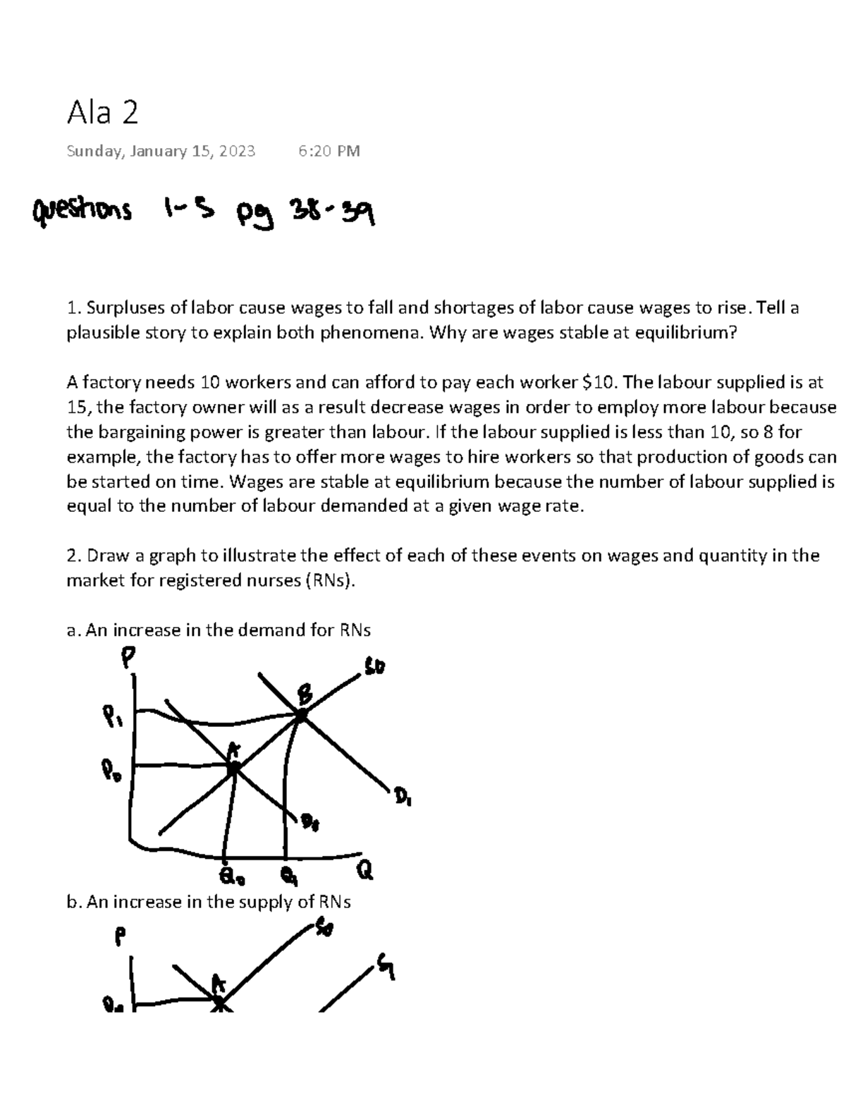 Ala 2 - Homework examples - Surpluses of labor cause wages to fall and ...