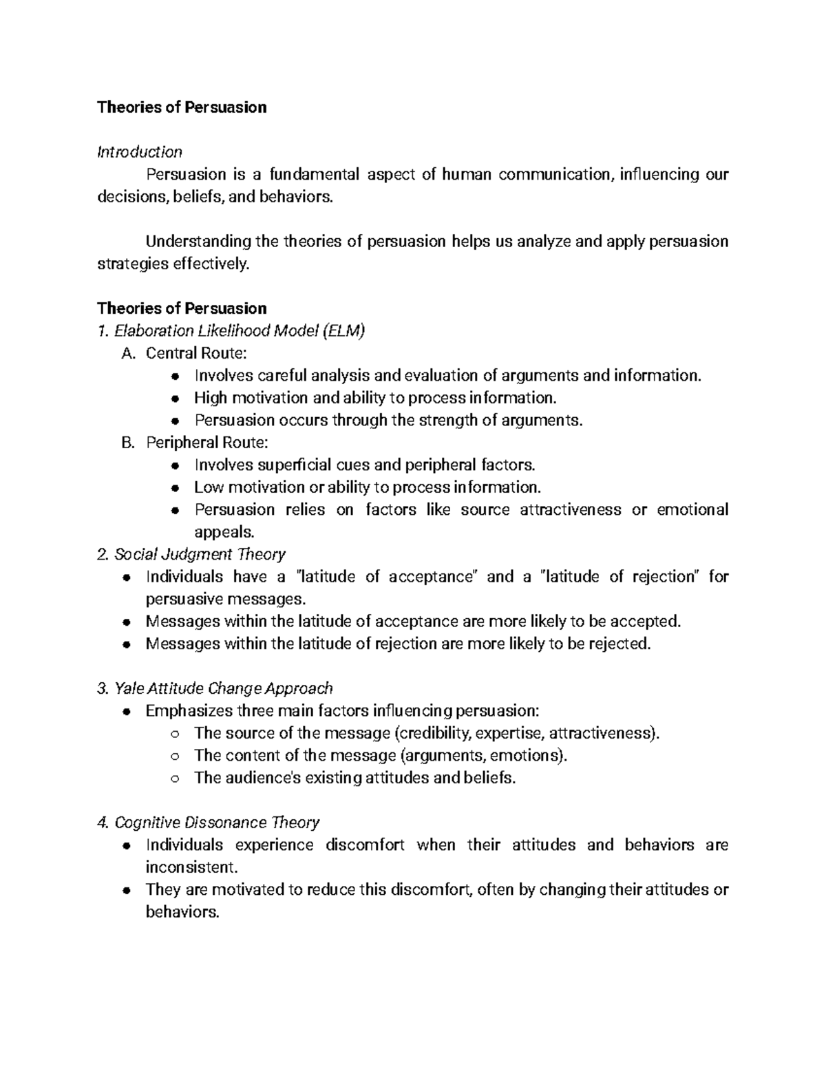 Theories on Persuasion - Theories of Persuasion Introduction Persuasion ...