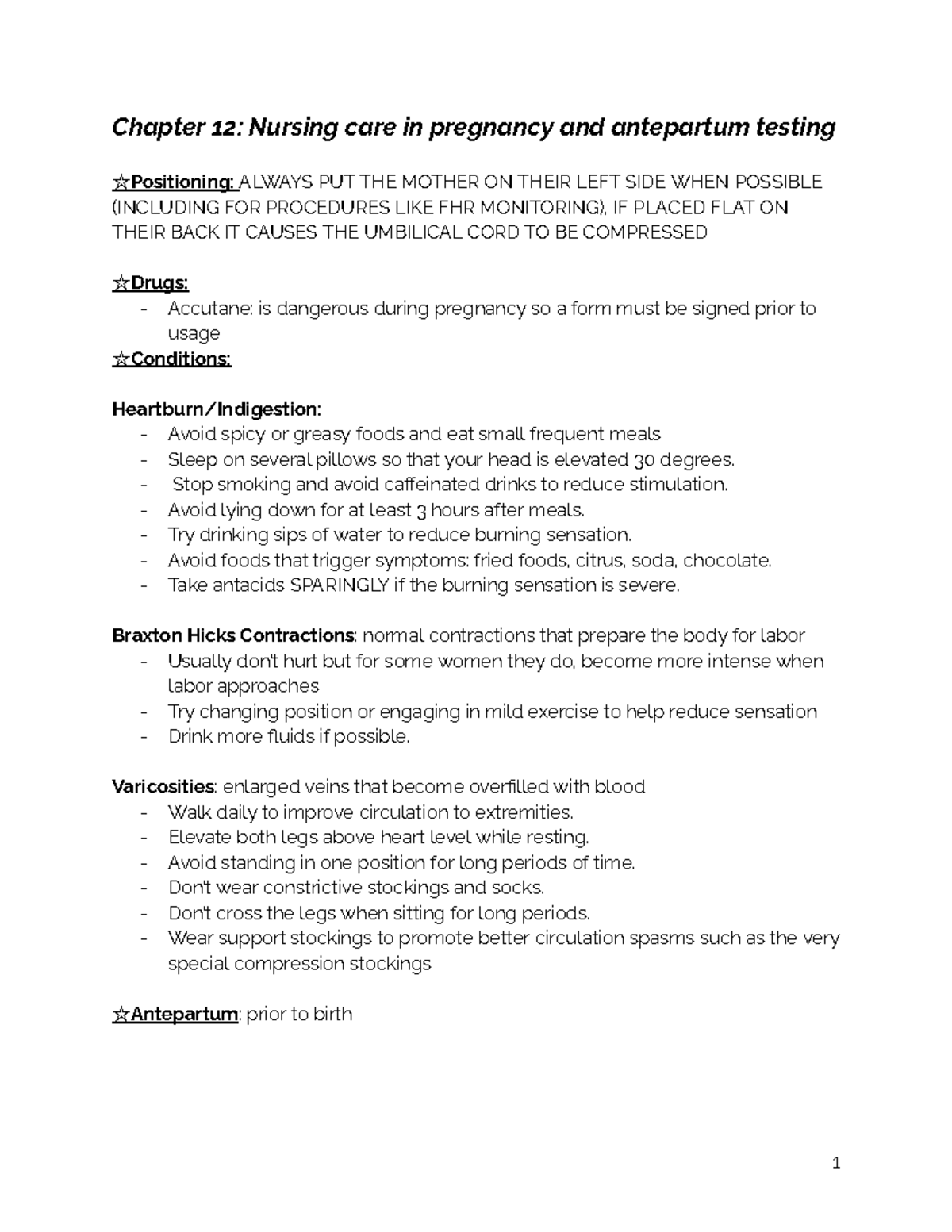 Maternity Final- exam 2 notes - Chapter 12: Nursing care in pregnancy ...