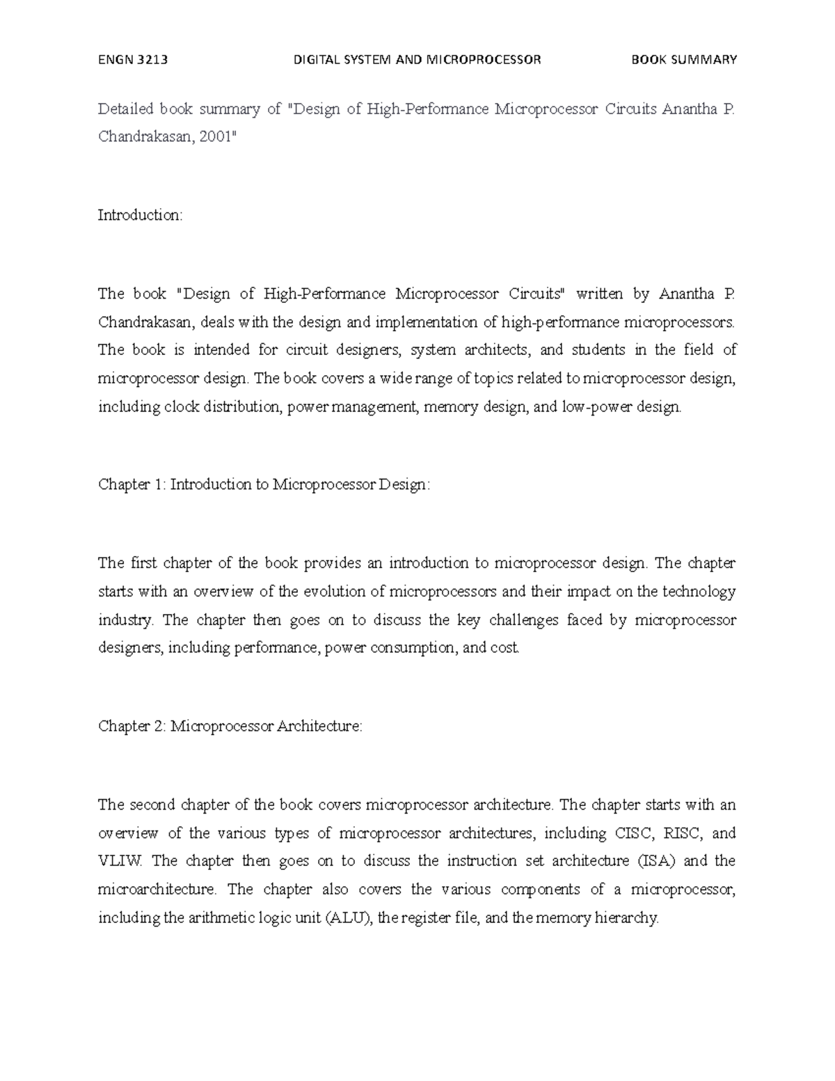 Detailed book summary of Design of High-Performance Microprocessor ...