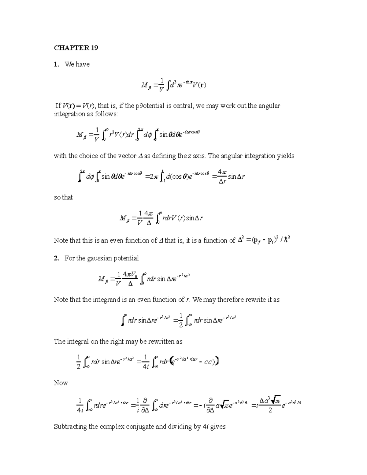 Ch19 - Quantum Physics - Stephen Gasiorowicz (Manual Solutions ...