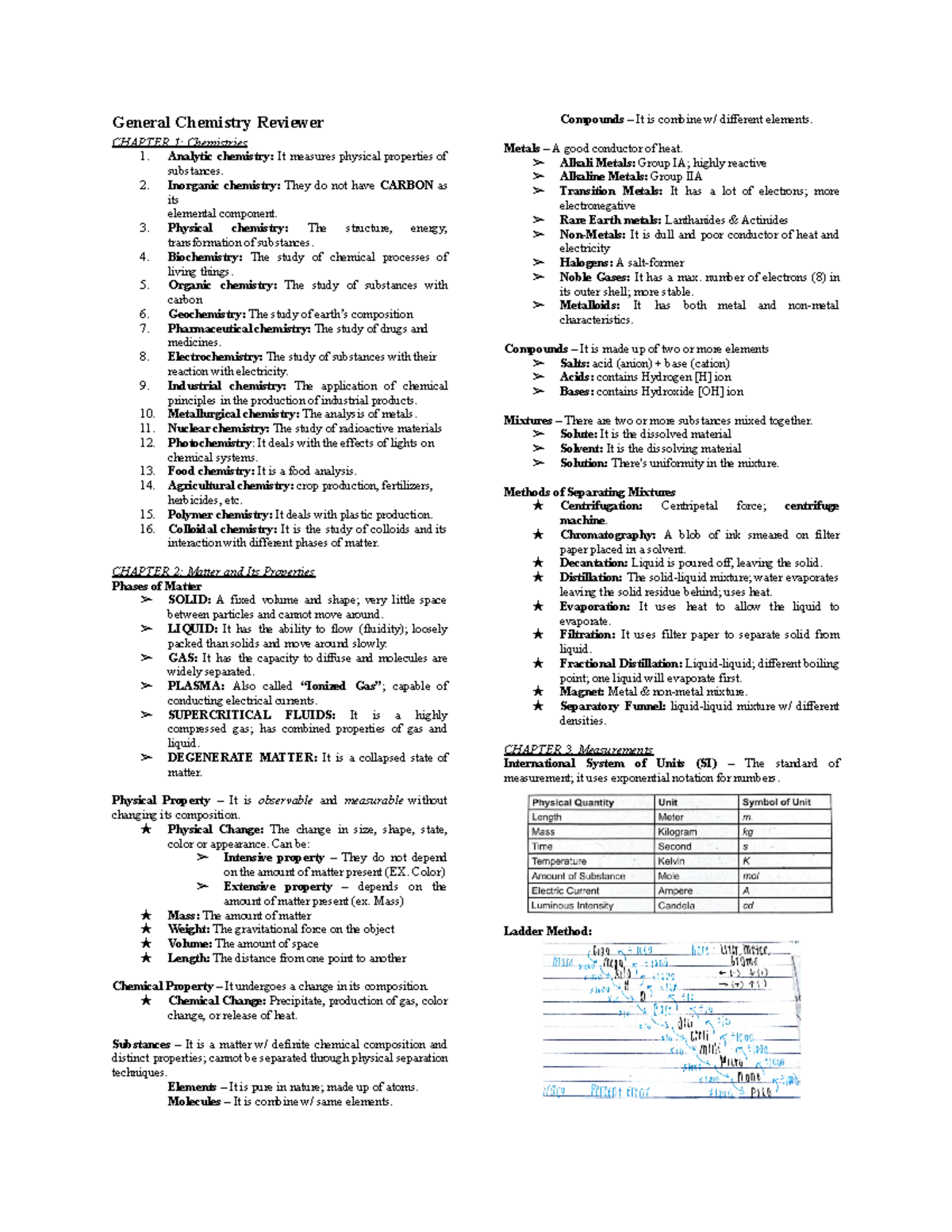 Genchem ( Reviewer) - General Chemistry Reviewer CHAPTER 1: Chemistries ...