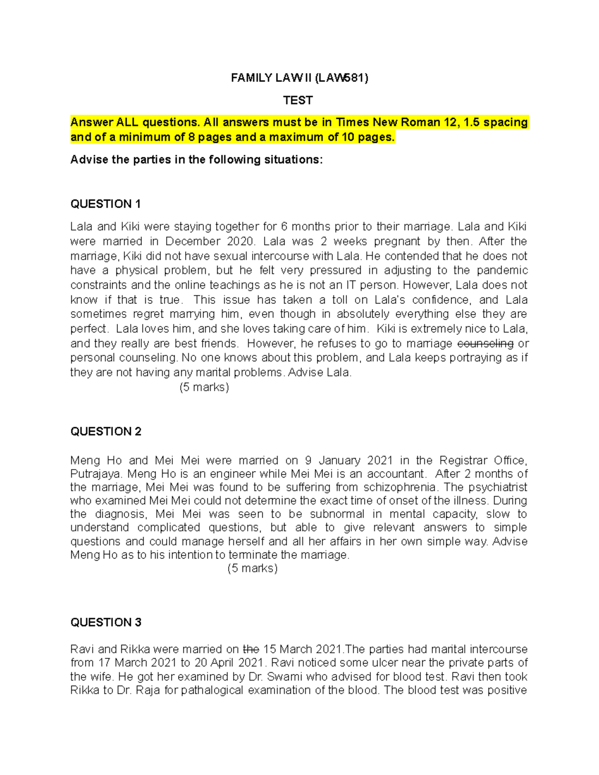 Final common test 2021 student version without answers - FAMILY LAW II ...
