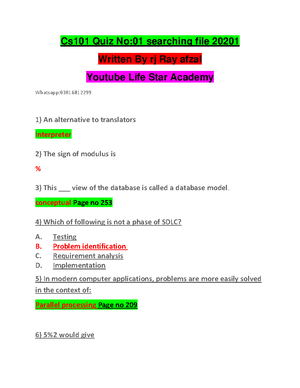CS101 Midterm Solved MCQS By Junaid - 1 Drive is an example of_______ a) Grid and cluster ...