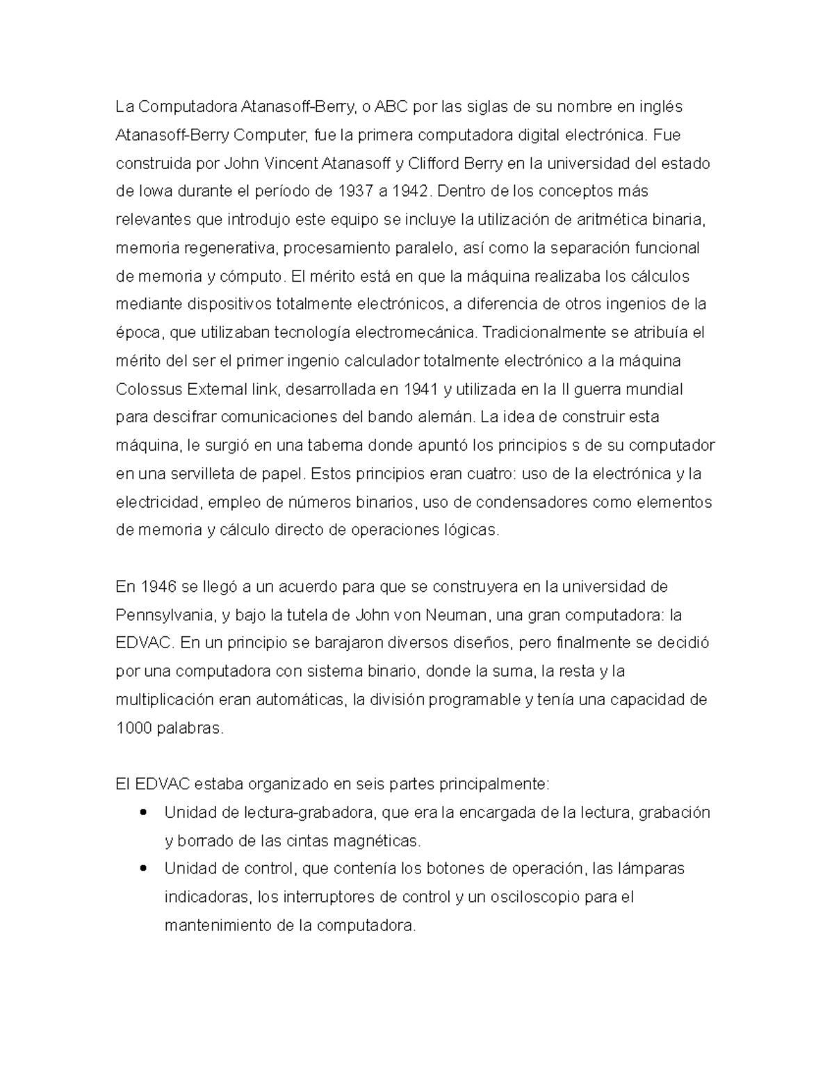 Primeras Computadoras - La Computadora o ABC por las siglas de su ...