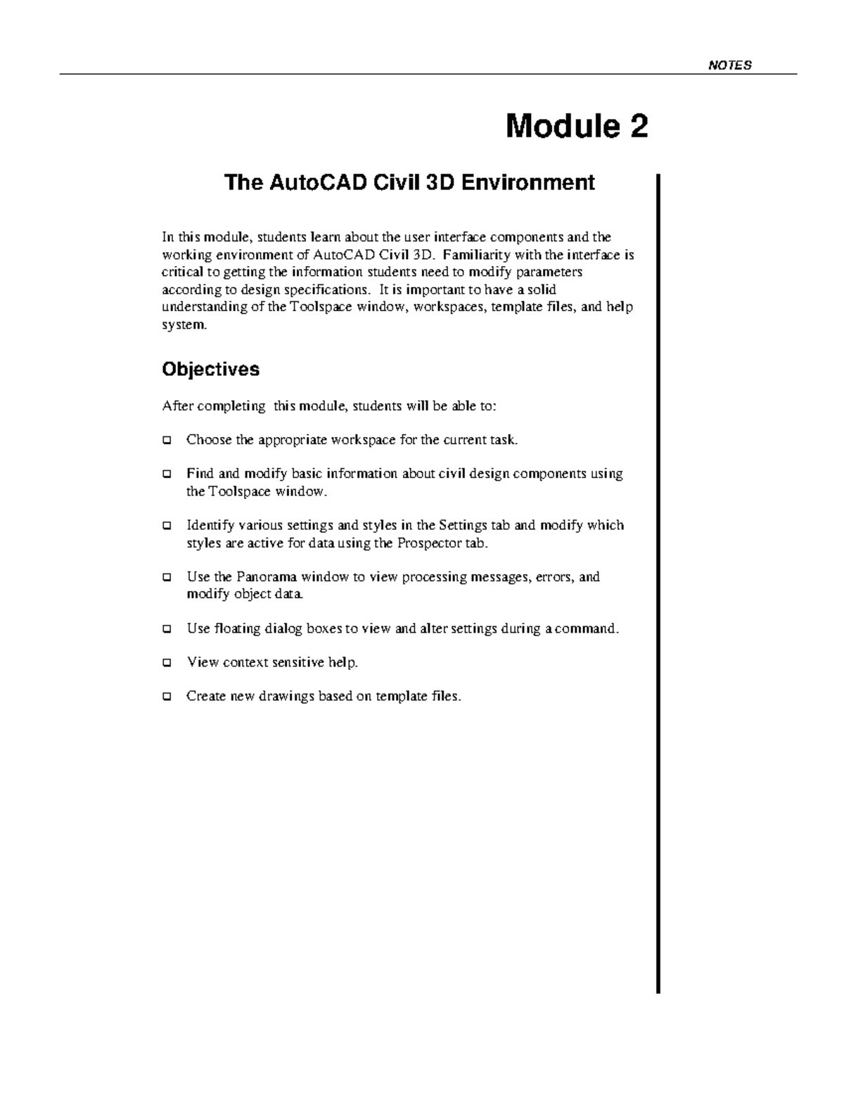 Module 02-Auto CADCivil 3DEnvironment-Instructors Notes - NOTES Module ...