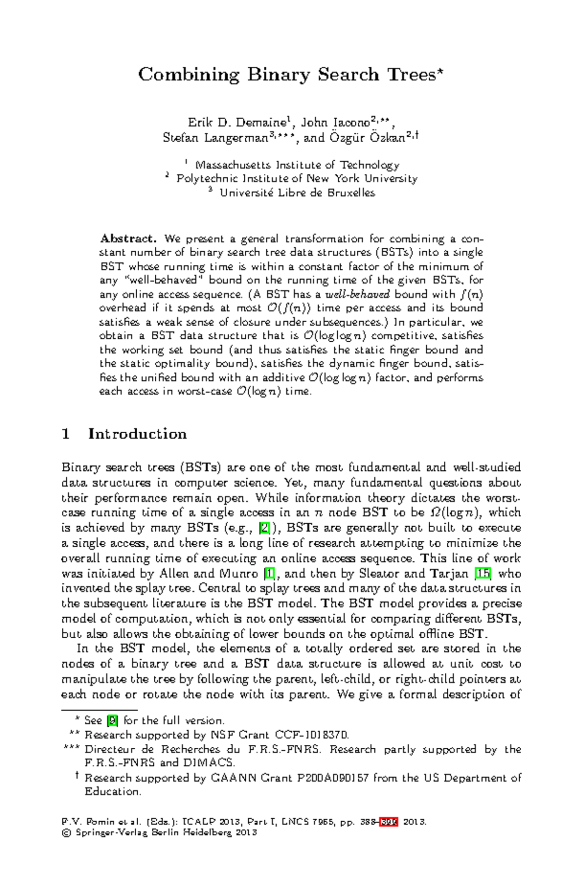 Combining Binary Search Trees - Combining Binary Search Trees Erik D ...