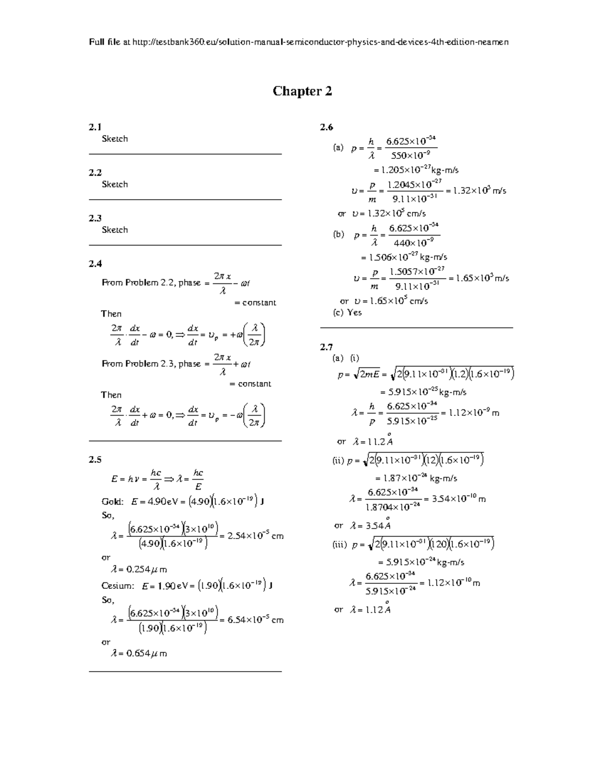 Solution manual semiconductor physics and devices 4th edition neamen ...