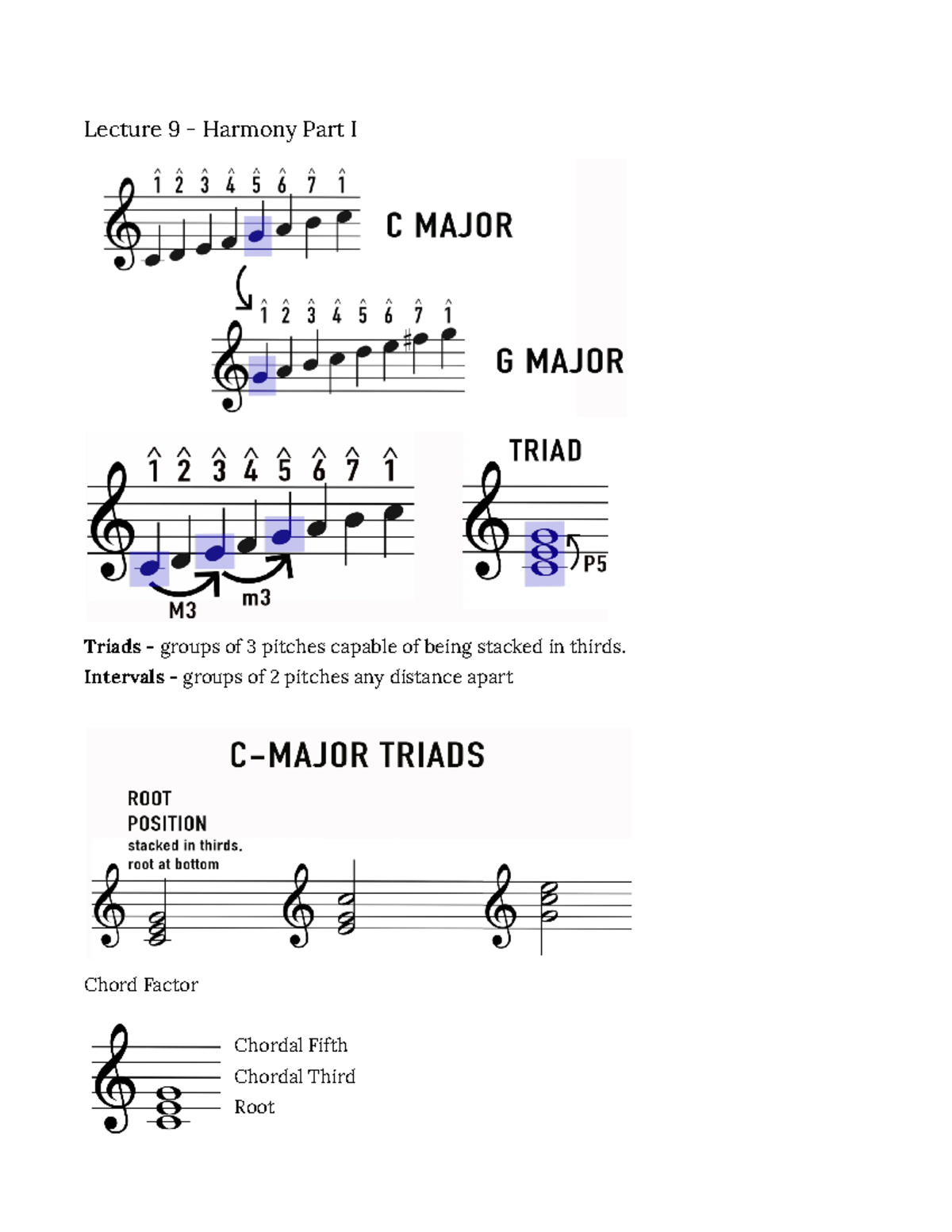Lecture 9 - Harmony - Lecture 9 - Harmony Part I Triads - groups of 3 pitches capable of being ...