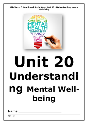 Unit 20 Understanding Mental Wellbeing-2.docx work - Student id: 428801 ...