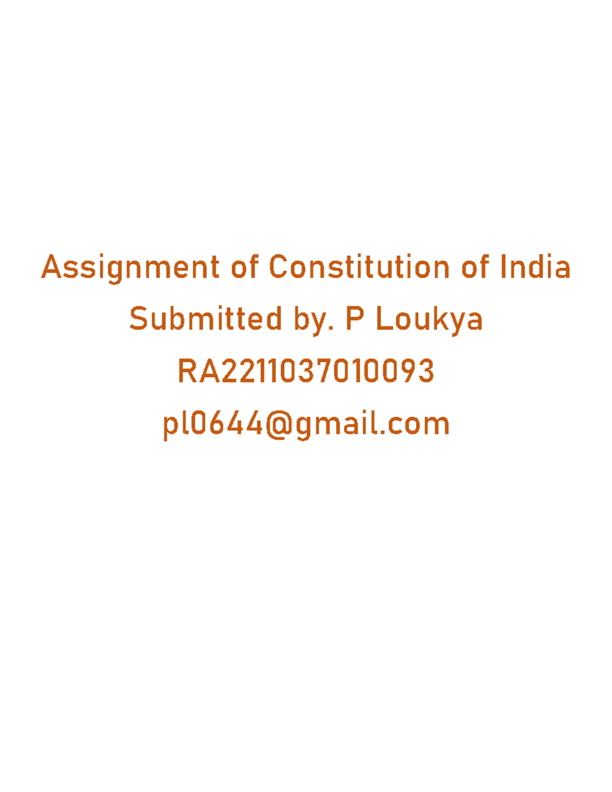 Assignment of Constitution of India - Assignment of Constitution of ...
