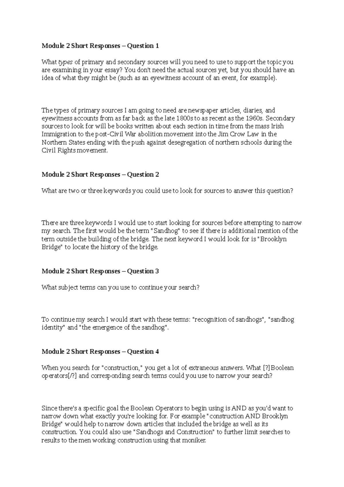 HIS 200 Applied History module 2 - Module 2 Short Responses – Question ...