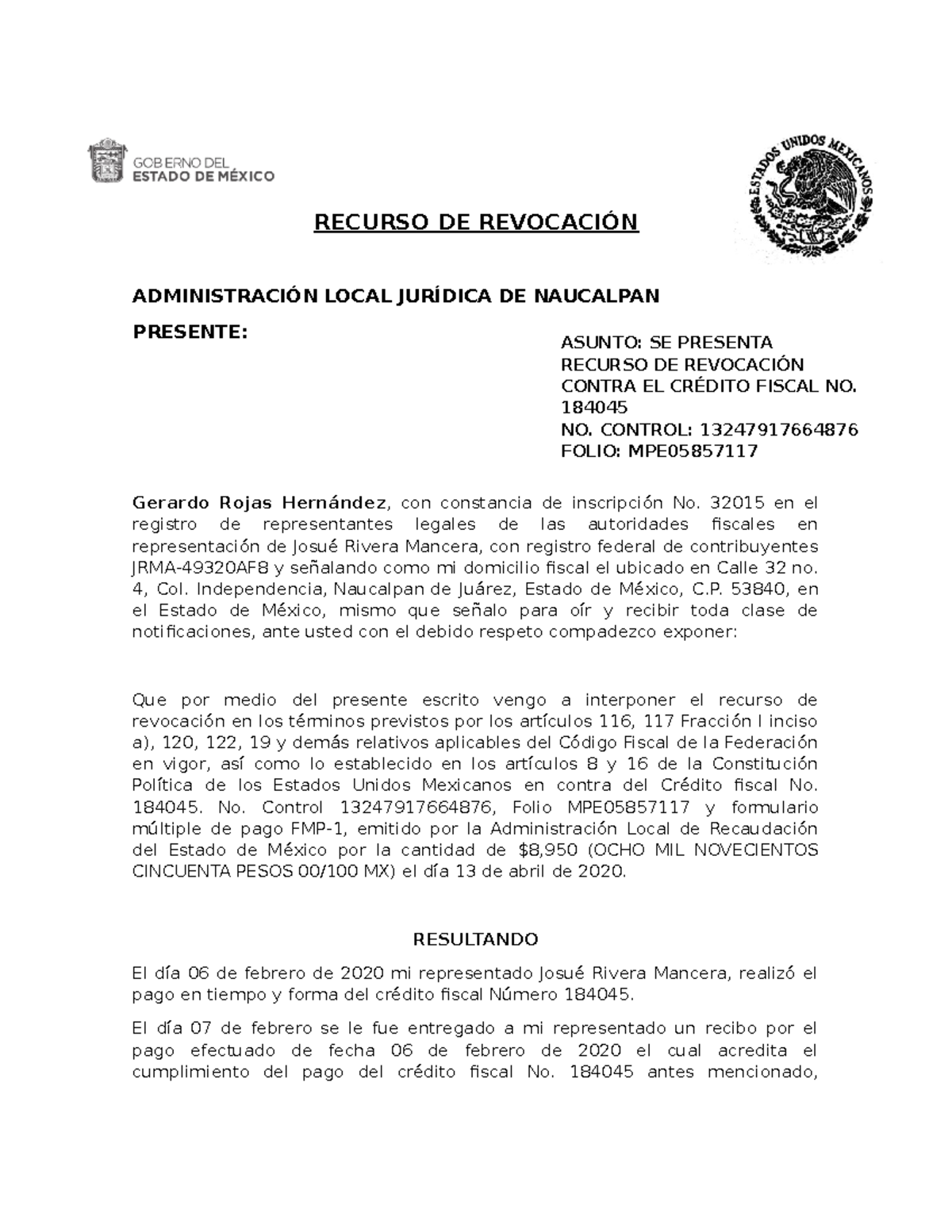 Revocación - Proceso de Renovación - RECURSO DE REVOCACIÓN ...