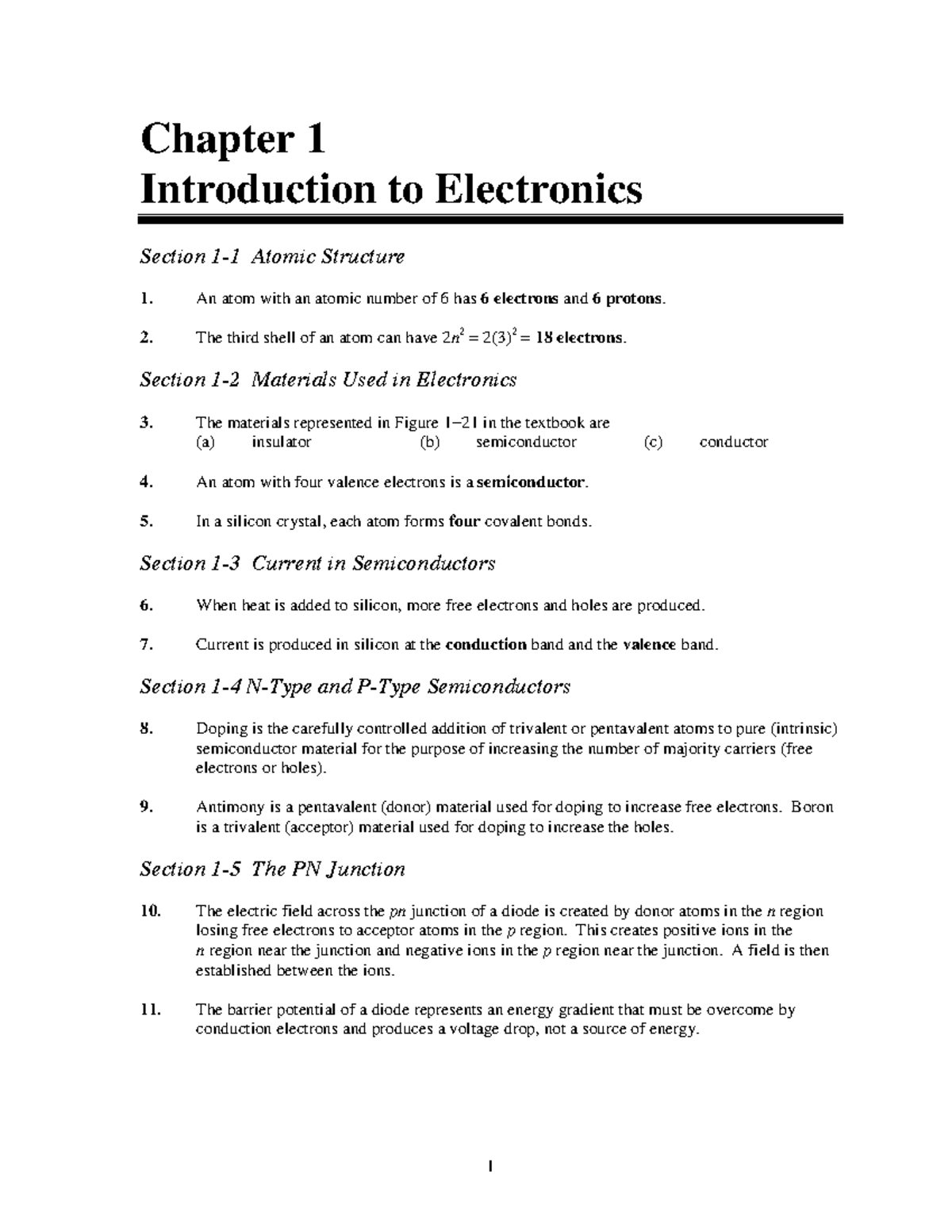 Soln Manual - Introduction to Electronics Section 1-1 Atomic Structure ...
