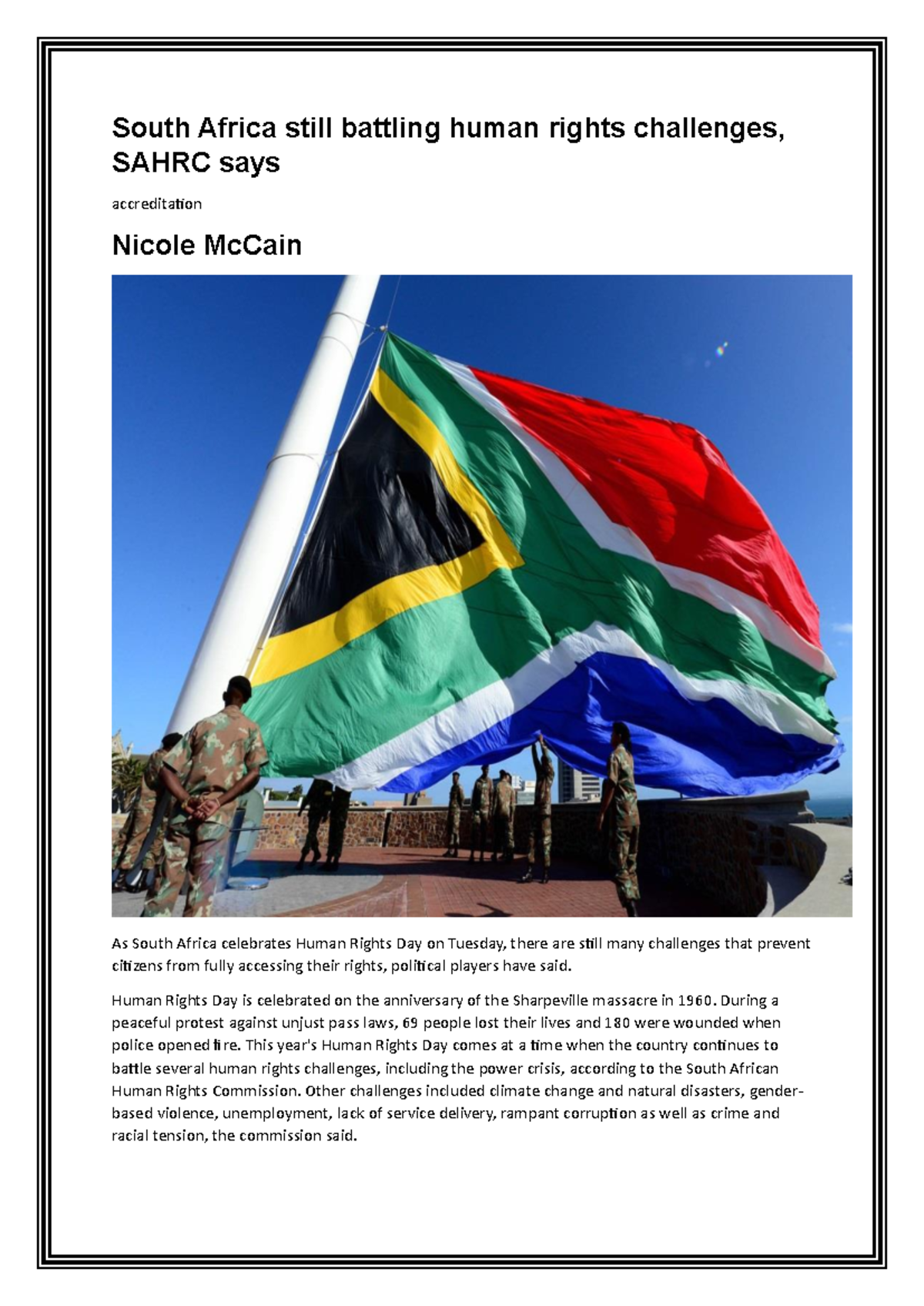 Q4 articles - notes - South Africa still battling human rights ...