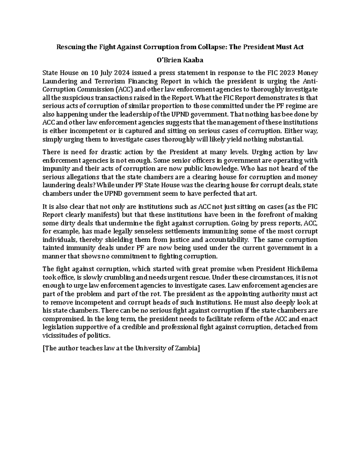 Corruption Fight Article - Rescuing the Fight Against Corruption from ...