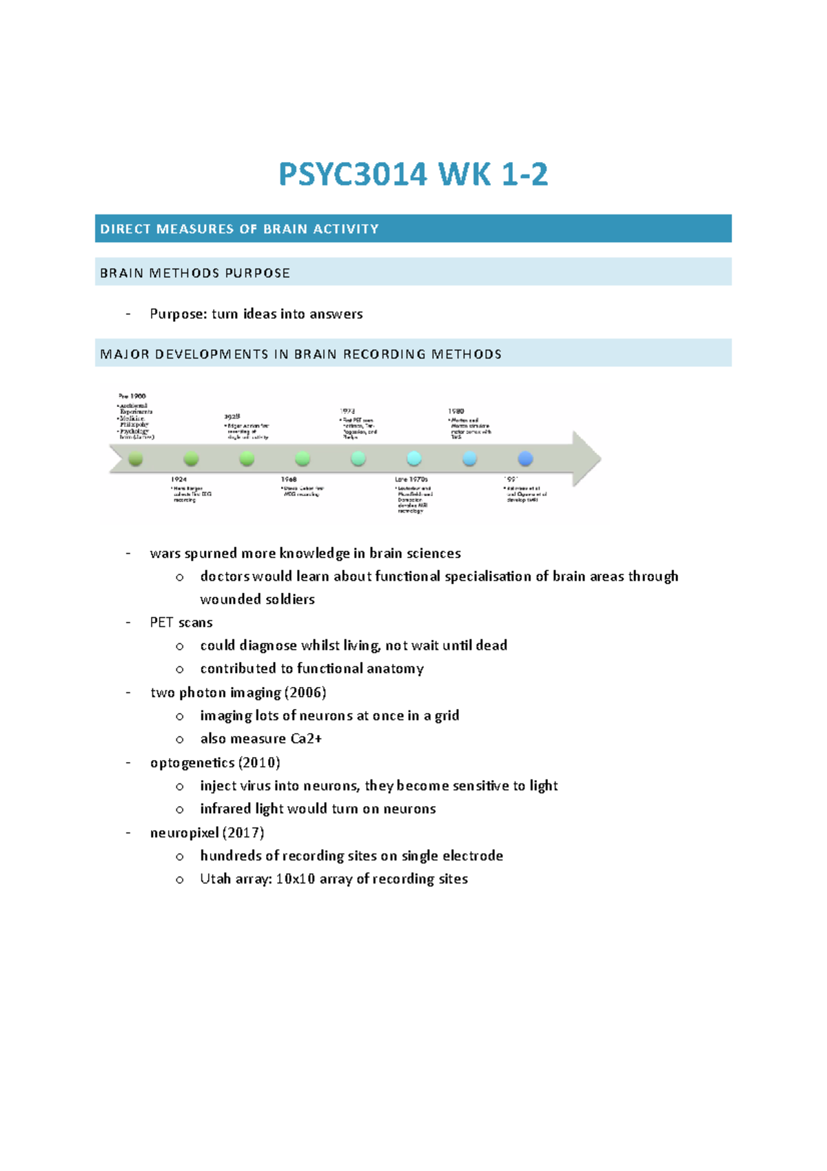 HIGH QUALITY PSYC3014 WEEK 1-2 Lecture Notes - PSYC3014 WK 1- DIRECT ...