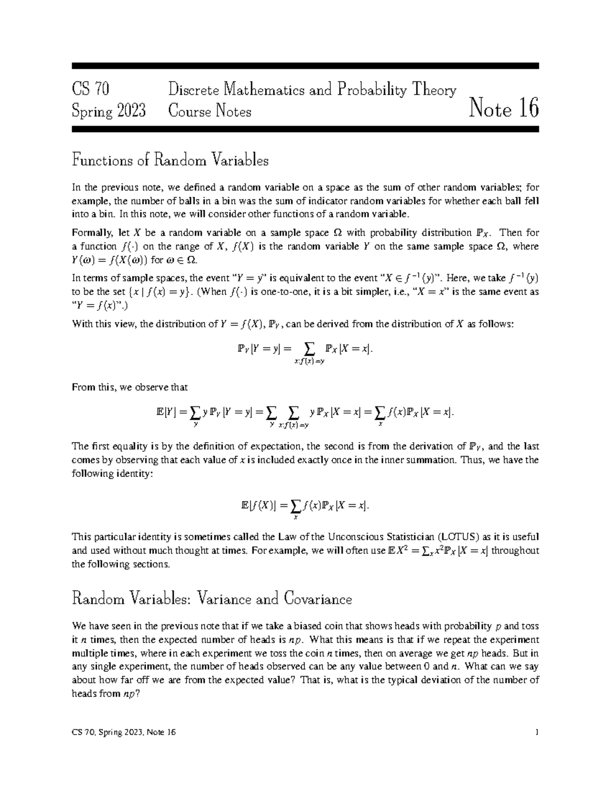 N16 - Homework review - CS 70 Discrete Mathematics and Probability Theory Spring 2023 Course ...