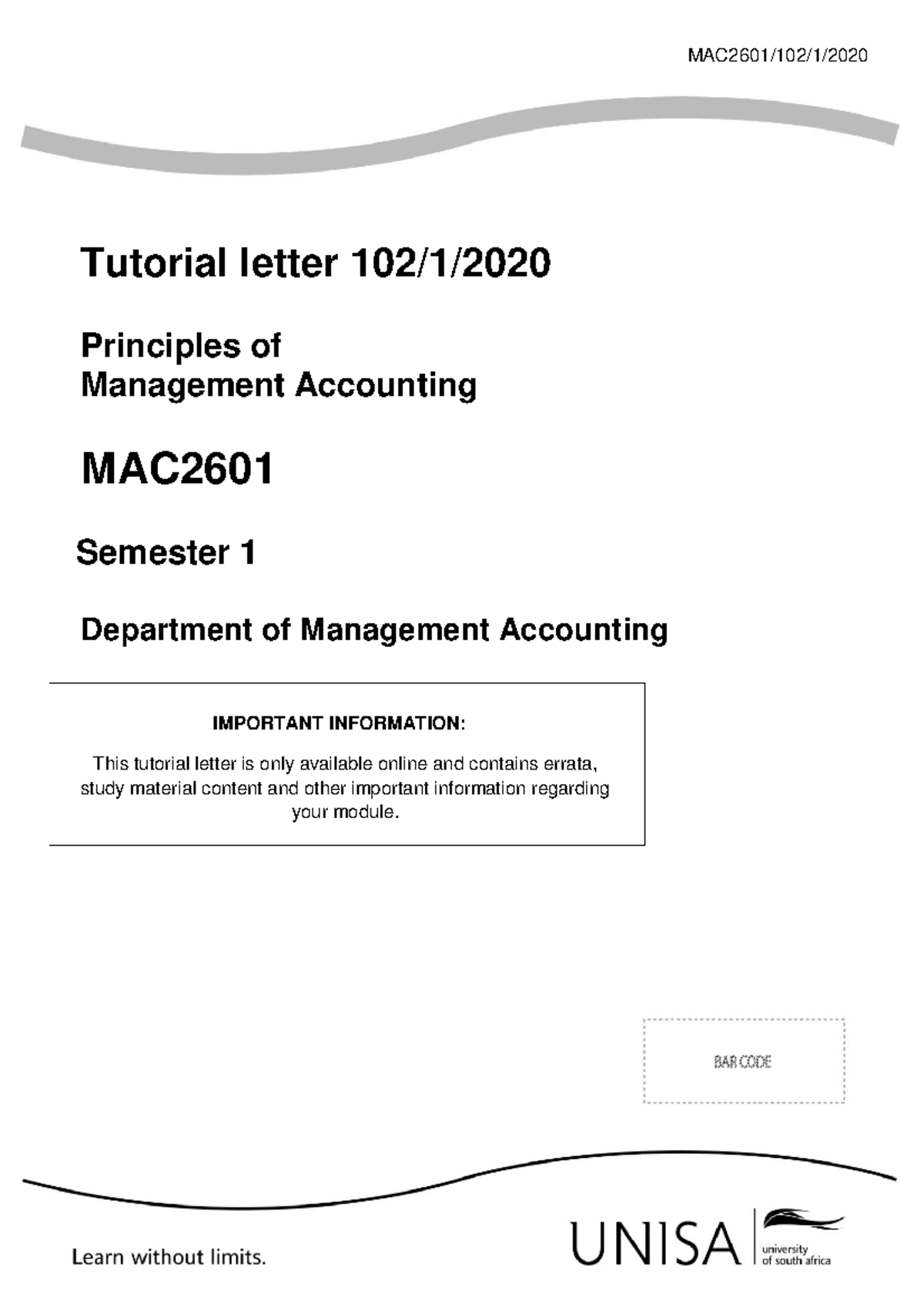 Tutorial Letter 102 2020 1 20April - Warning: TT: undefined function: 32 Warning: TT: undefined ...
