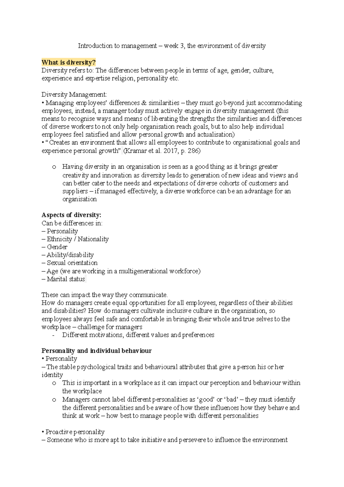 Introduction to management – week 3, the environment of diversity ...