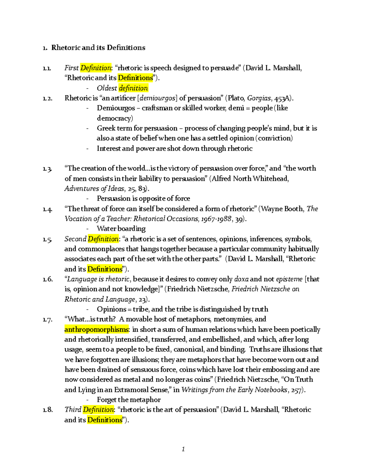 1 - Rhetoric and its Definitions, Sentences - 1. Rhetoric and its ...
