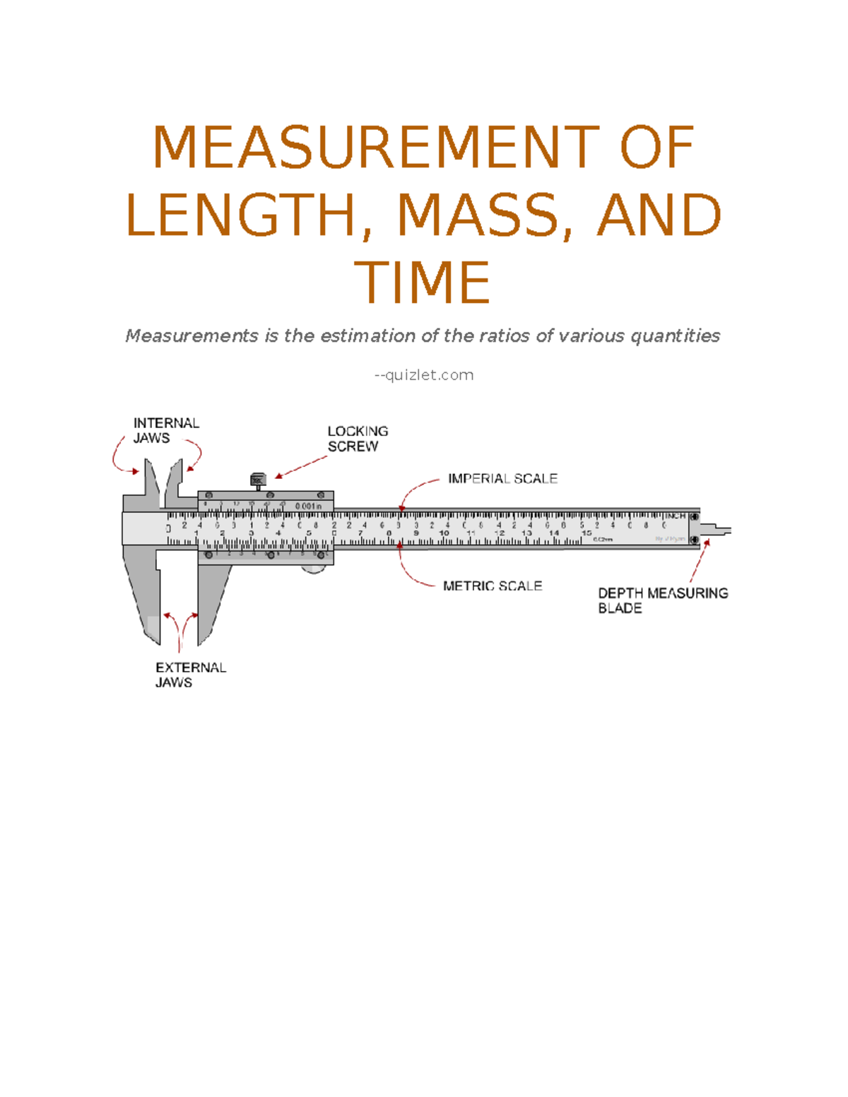 Report - MEASUREMENT OF LENGTH, MASS, AND TIME Measurements is the ...
