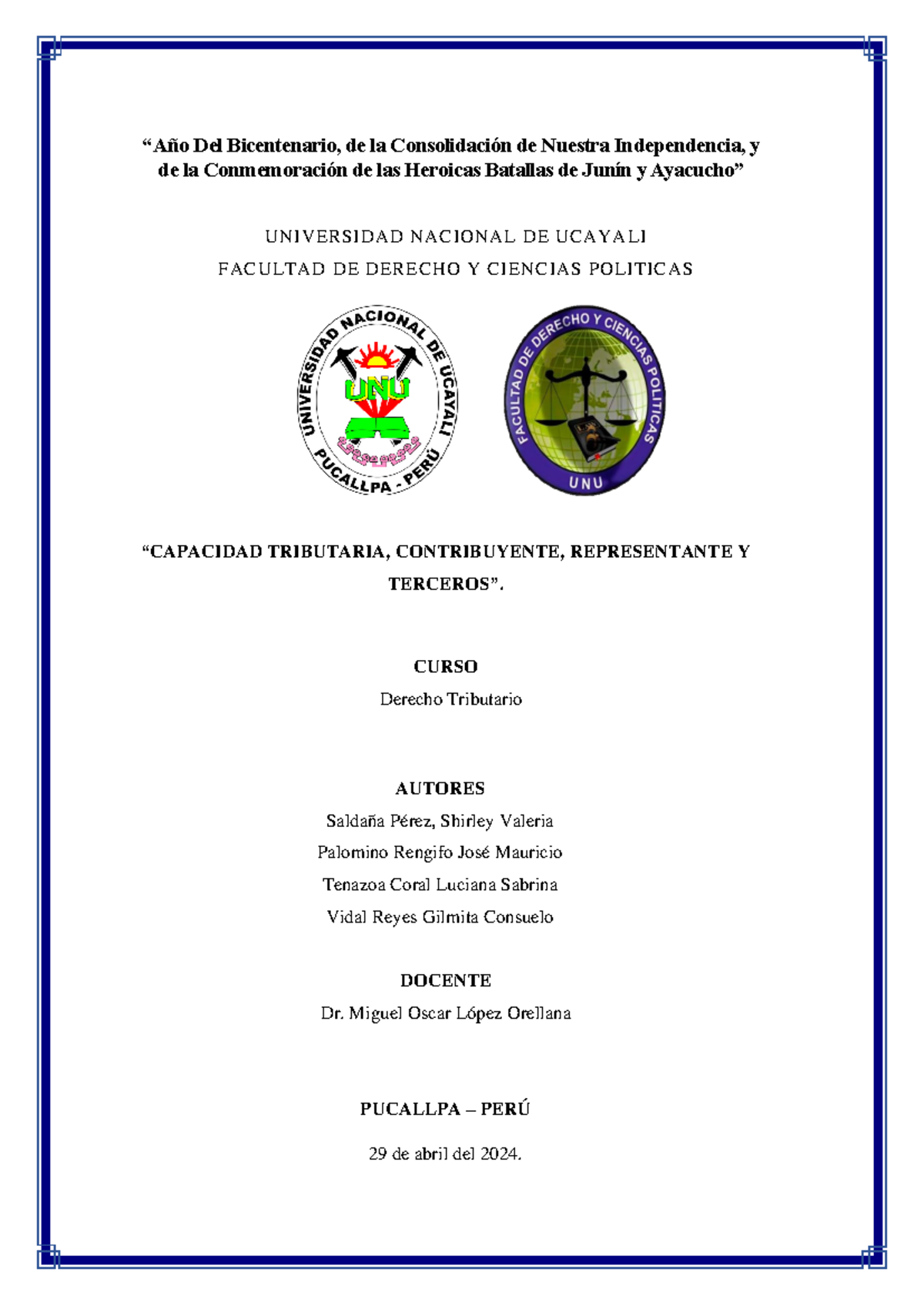 Capacidad Tributaria, Contribuyente, Representante Y Terceros ...