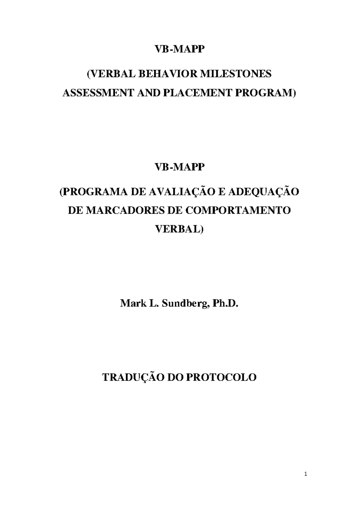 VB MAPP - Completo - VB-MAPP (VERBAL BEHAVIOR MILESTONES ASSESSMENT AND ...