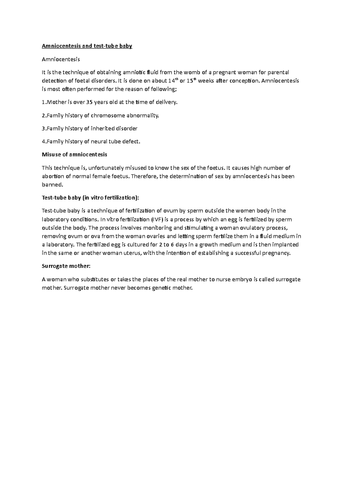 Amniocentesis and test - Amniocentesis and test-tube baby Amniocentesis ...