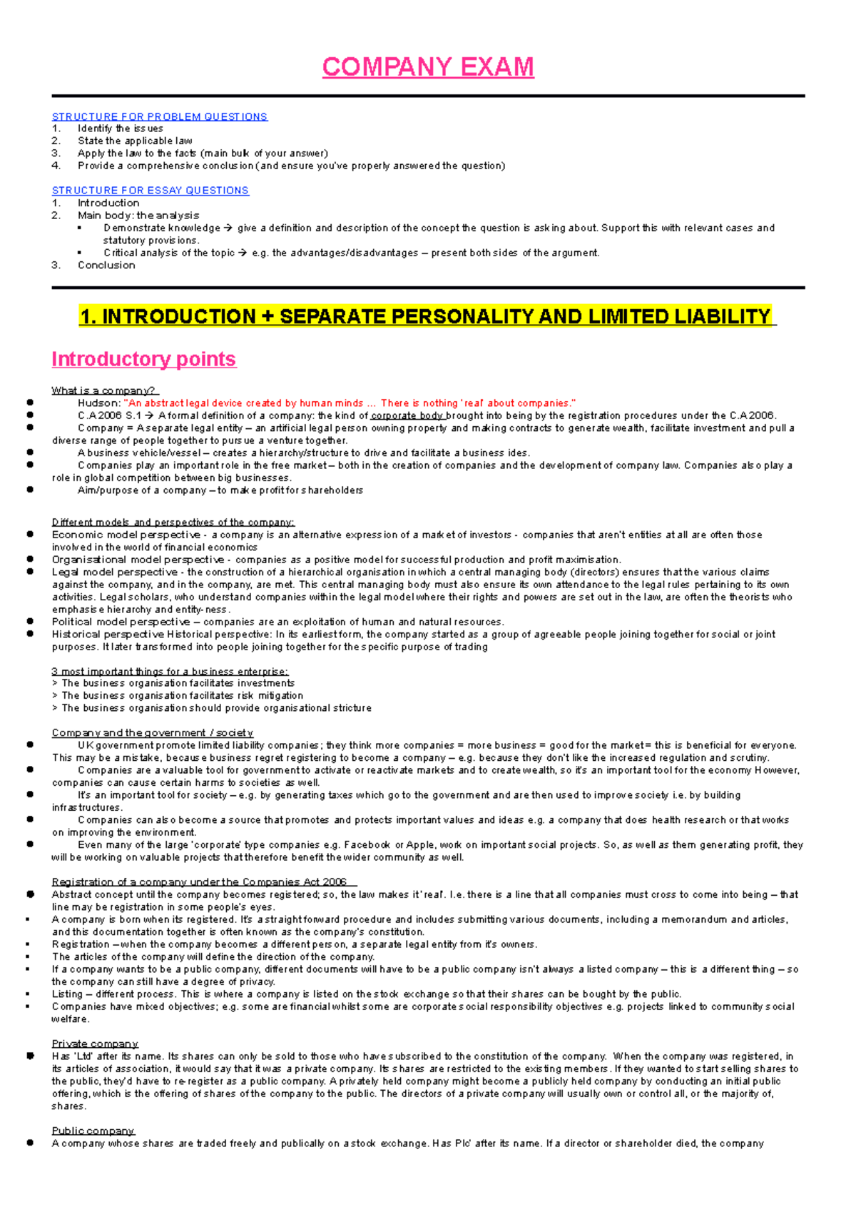 Company EXAM (Autosaved) - COMPANY EXAM STRUCTURE FOR PROBLEM QUESTIONS ...
