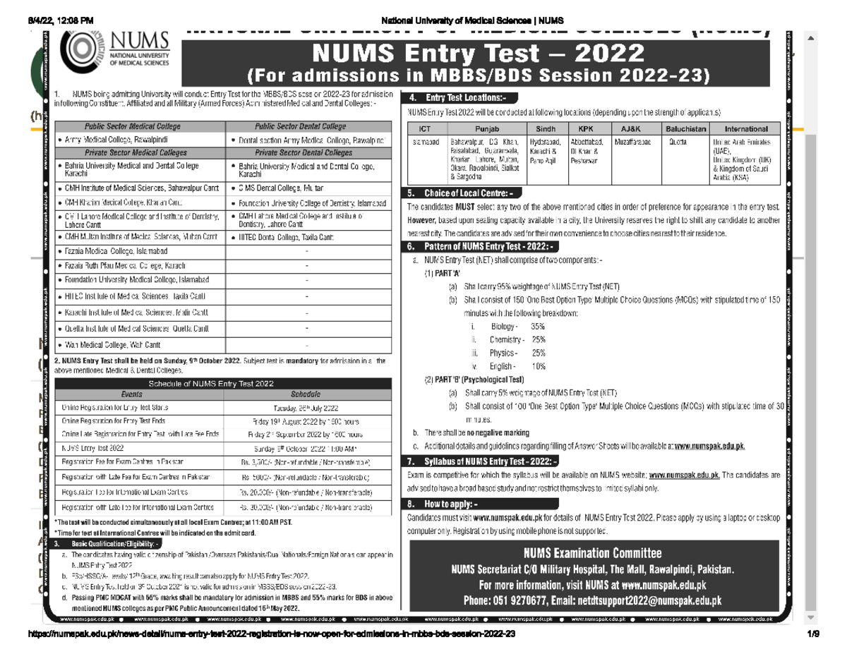 NUMS - NUMS Tutorial work - 12:08 PM National University of Medical ...