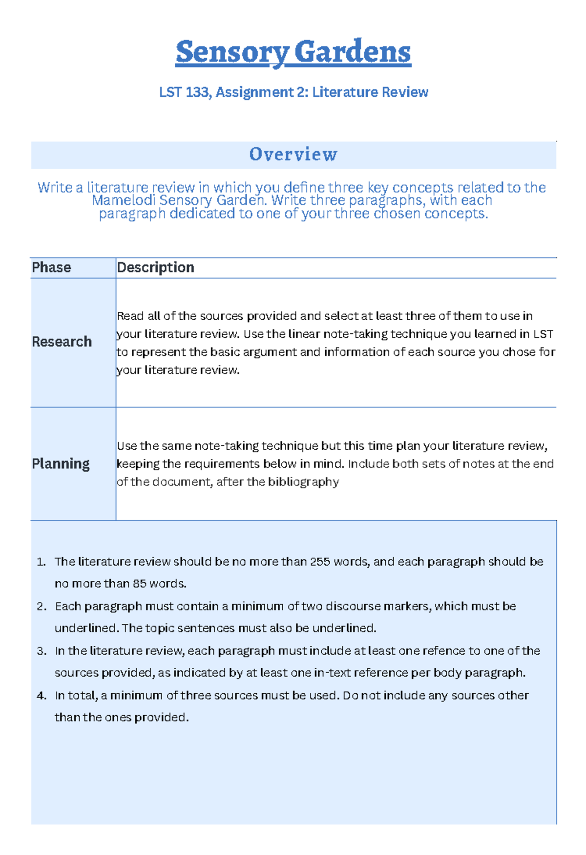LST 133 Assignment 2 Brief - Sensory Gardens LST 133, Assignment 2 ...