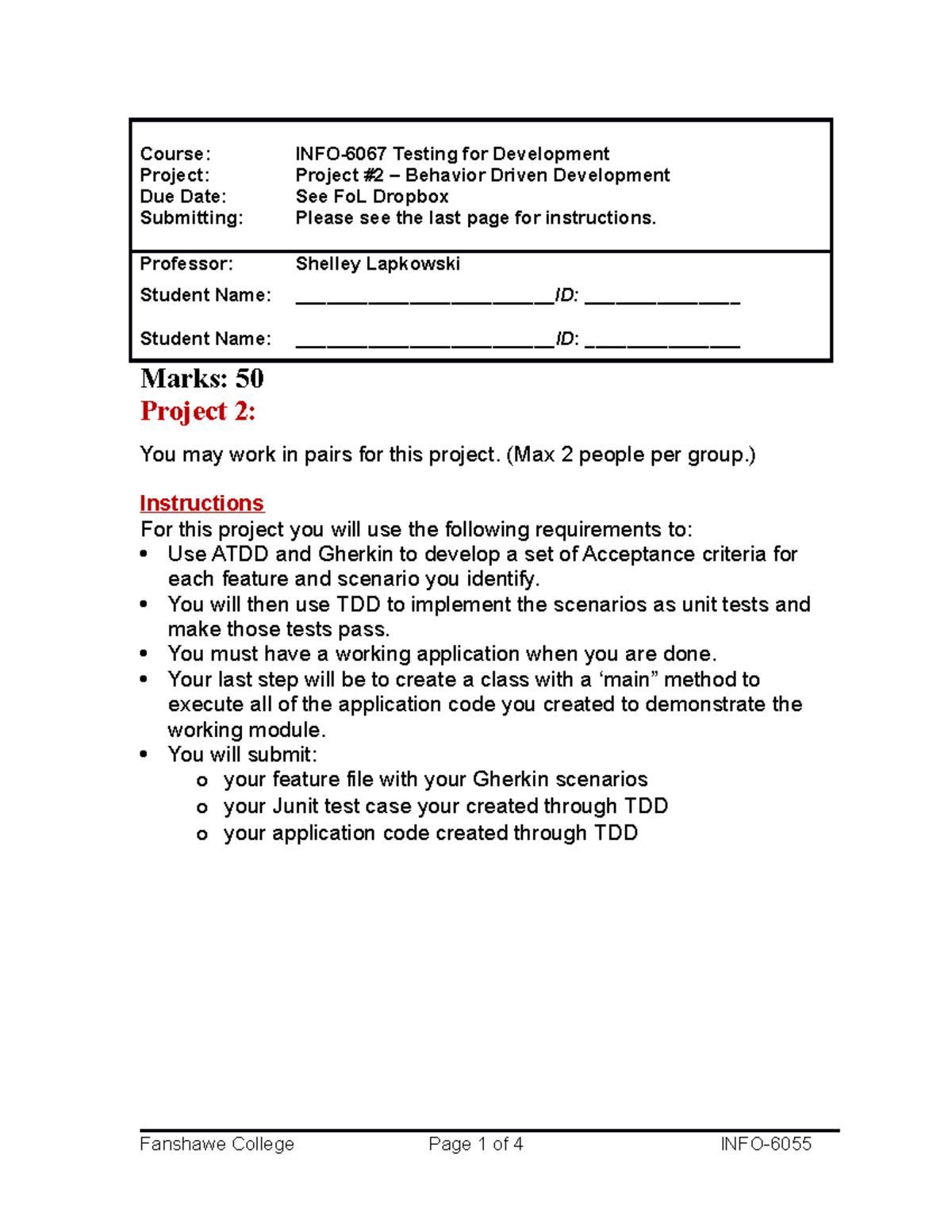 INFO6067 Project 2 - BDD - Course: INFO-6067 Testing for Development ...