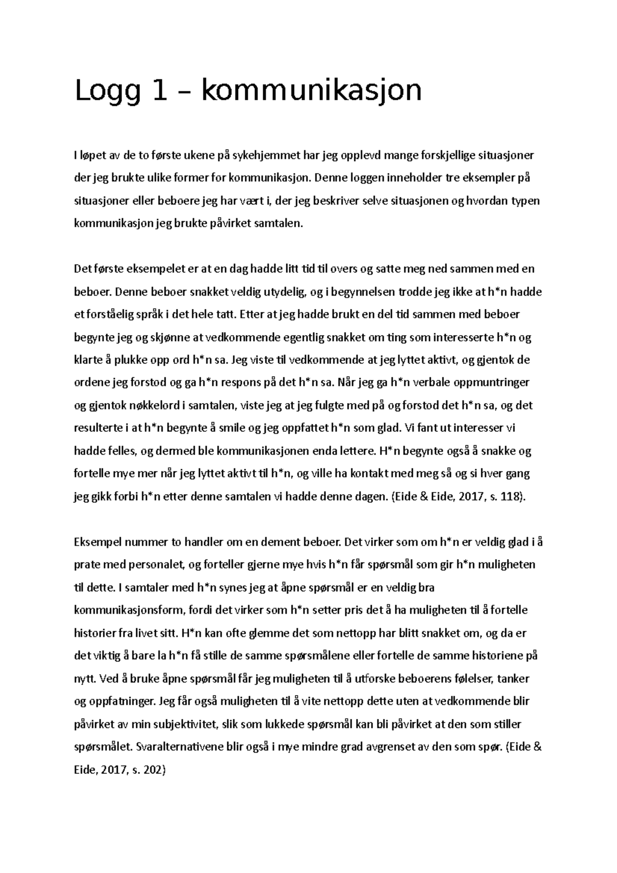 Logg-1-kommunikas - logg 1- kommunikasjon i første praksis 1.året ...