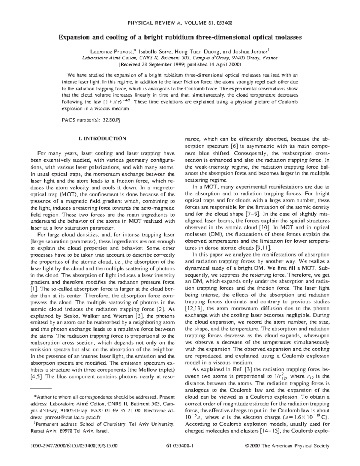 Expansion and cooling of a bright rubidi - In this regime, in addition ...
