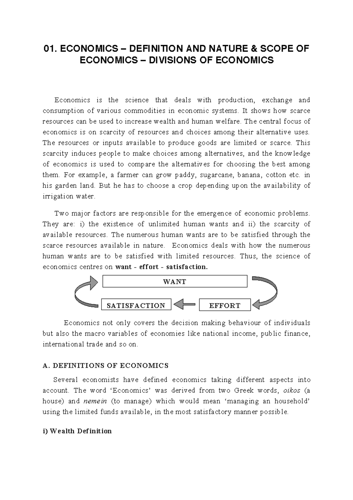 Principles of Economics - 01. ECONOMICS DEFINITION AND NATURE SCOPE OF ...
