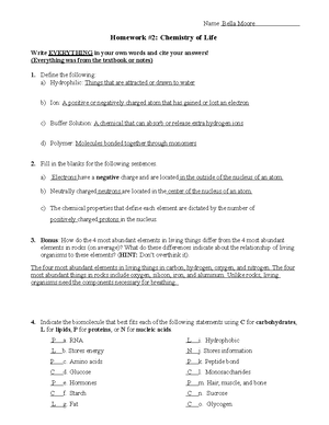 Chapter 2 The Chemistry of Life - Chapter 2: The Chemistry of Life ...
