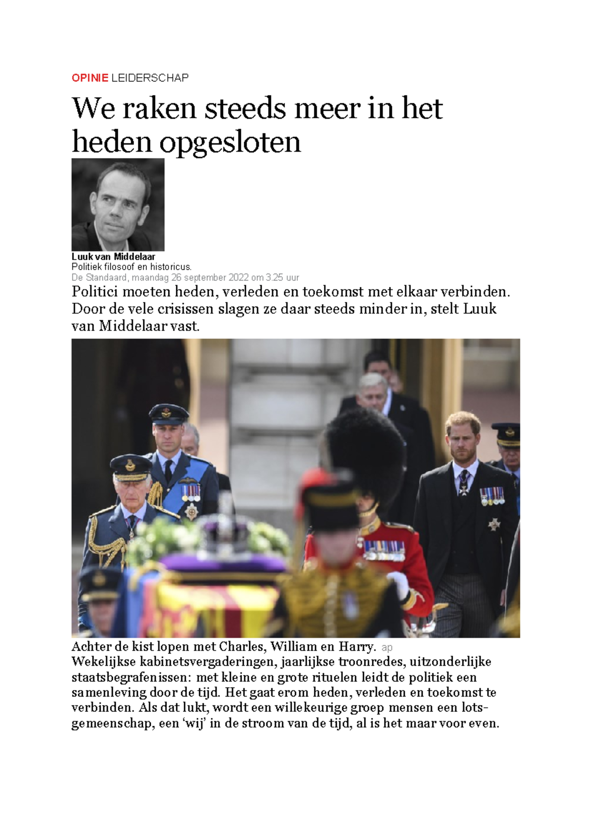 Opinietekst luuk van middelaar - OPINIE LEIDERSCHAP We raken steeds ...
