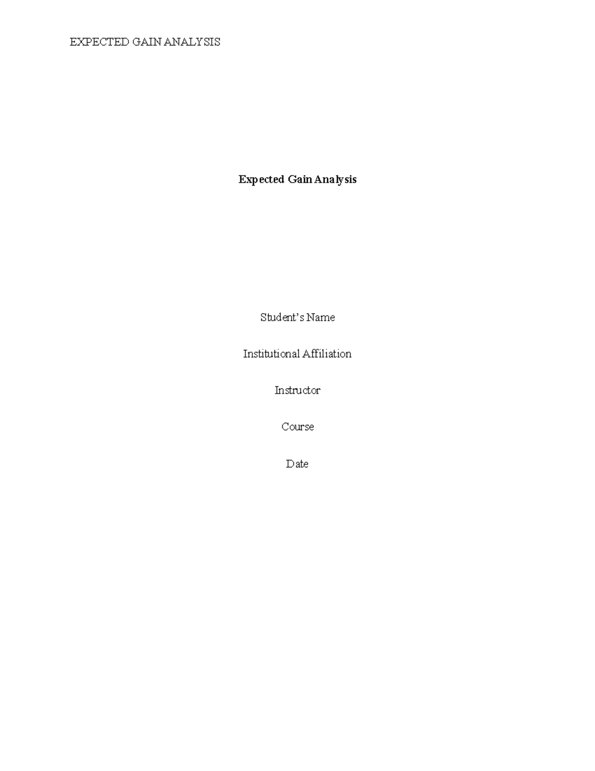 Expected Gain Analysis.. dox - EXPECTED GAIN ANALYSIS Expected Gain ...