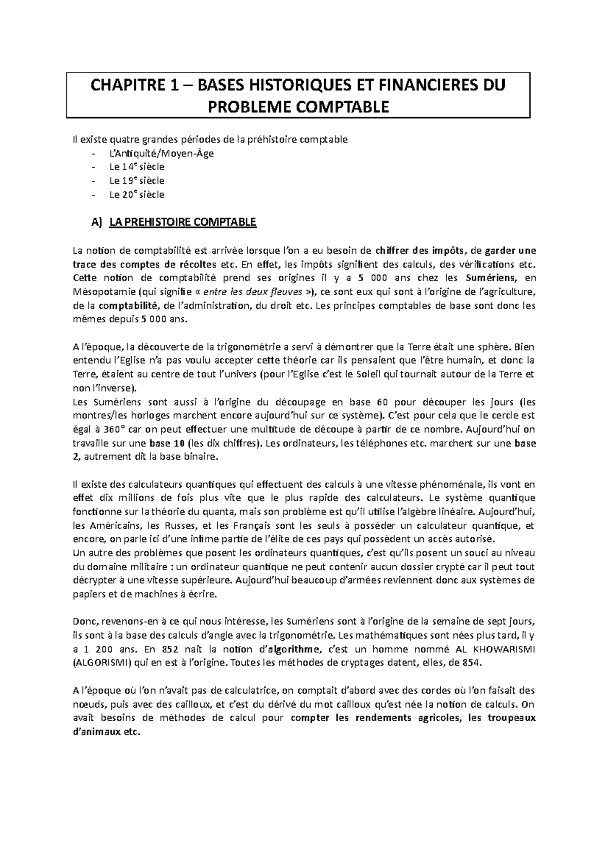 Chapitre 1 - Bases historiques et financières du problème comptable ...