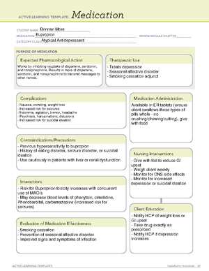 Ziprasidone Med Sheet - ACTIVE LEARNING TEMPLATES TherapeuTic procedure ...