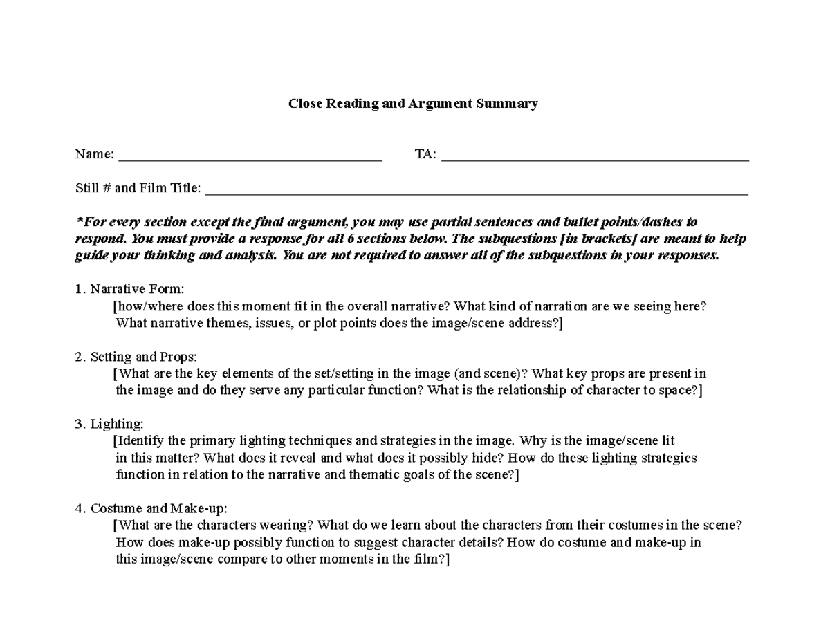 Wlodarz-Film1022 Close Reading-Template 2022 - Close Reading and ...