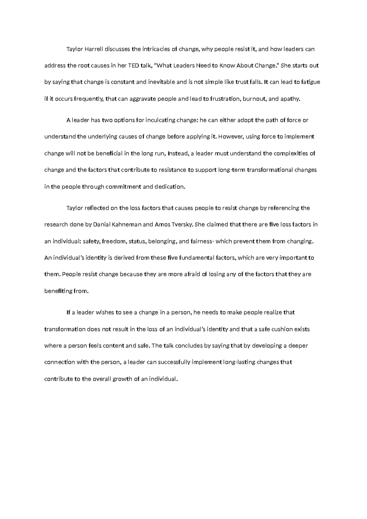 Weekly Discussion Submission -Week 1 - Taylor Harrell discusses the ...