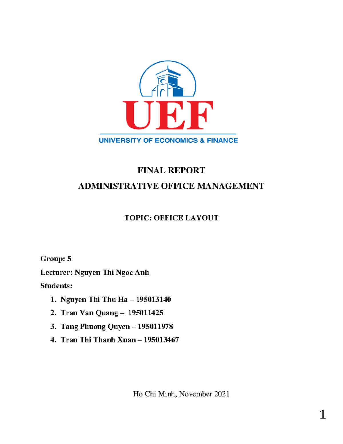 Final Report - FINAL REPORT ADMINISTRATIVE OFFICE MANAGEMENT TOPIC ...