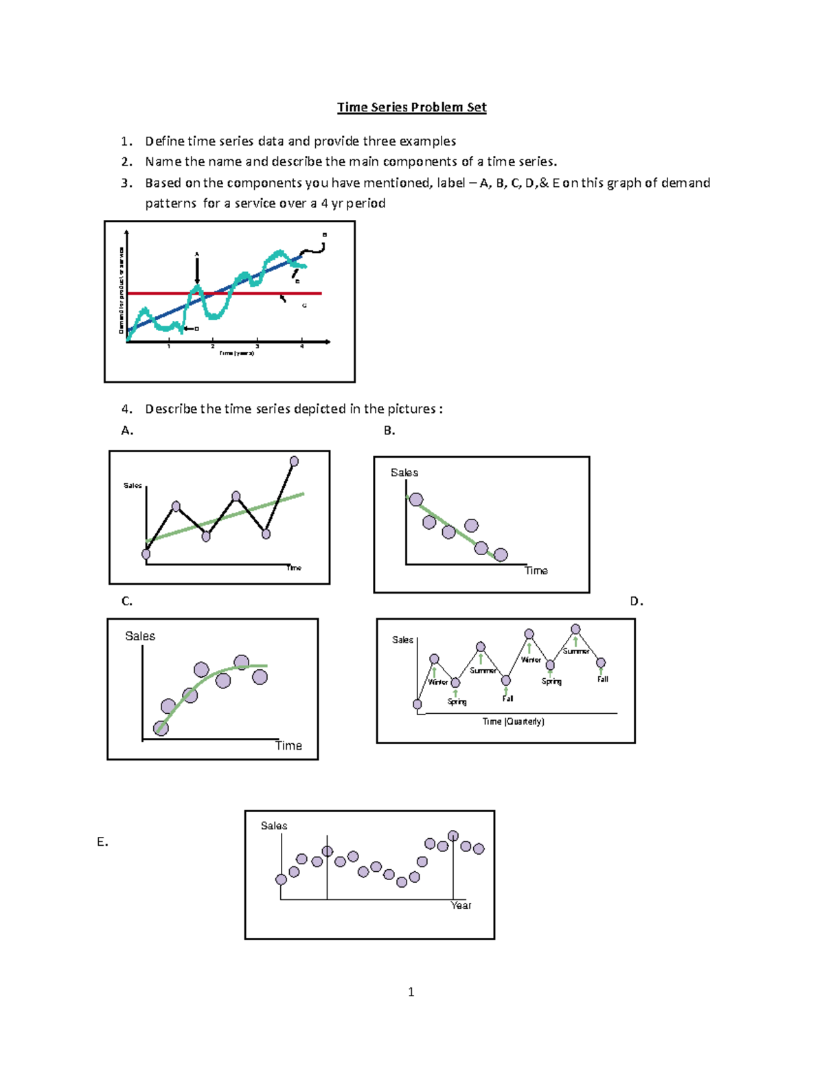 Time series problem set - 1 Time Series Problem Set 1. Define time ...